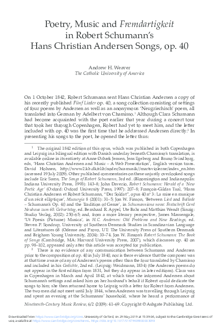 (PDF) Poetry, Music and Fremdartigkeit in Robert Schumann's Hans ...