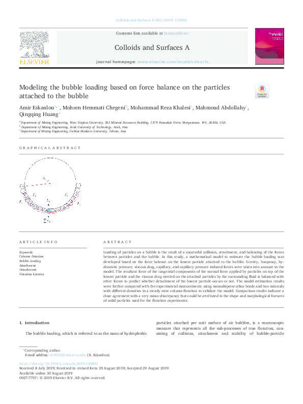 (PDF) Modeling the bubble loading based on force balance on the ...