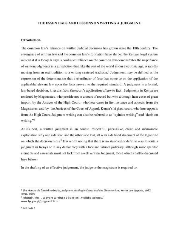 (DOC) THE ESSENTIALS AND LESSONS ON WRITING A JUDGMENT