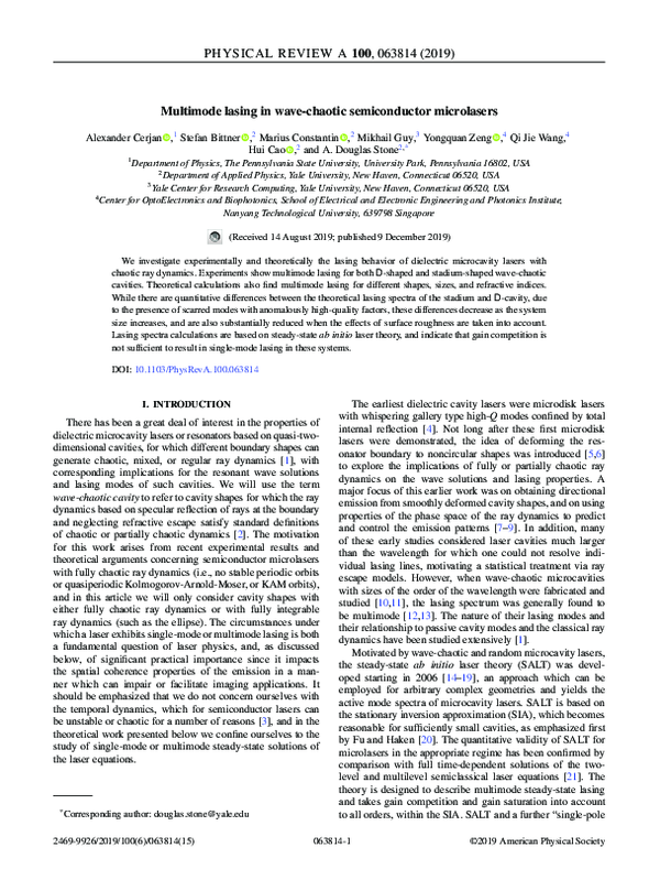 (PDF) Multimode lasing in wave-chaotic semiconductor microlasers