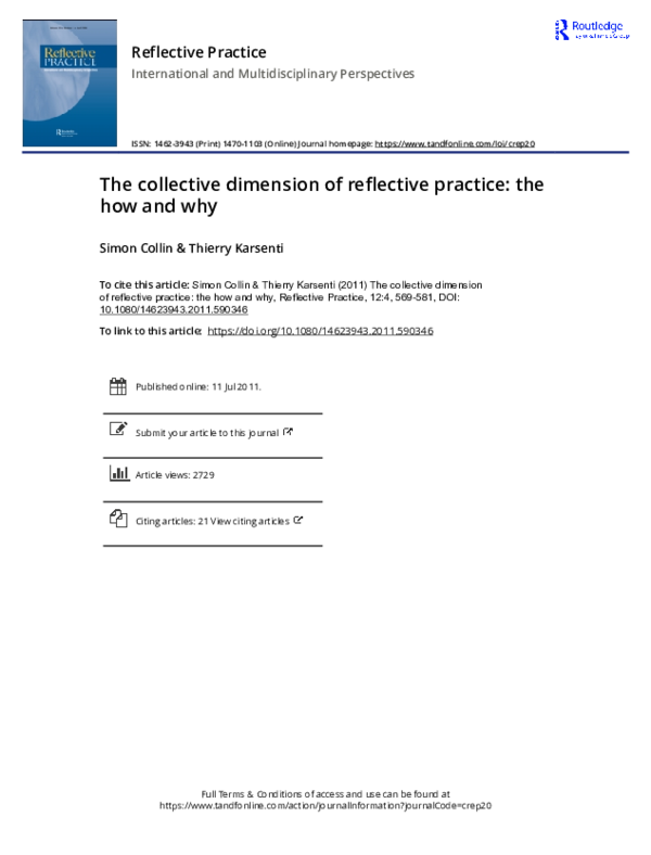 (PDF) The collective dimension of reflective practice : the how and why