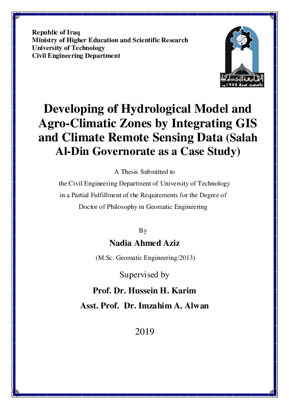 (PDF) Developing of Hydrological Model and Agro-Climatic Zones by Integrating GIS and Climate ...