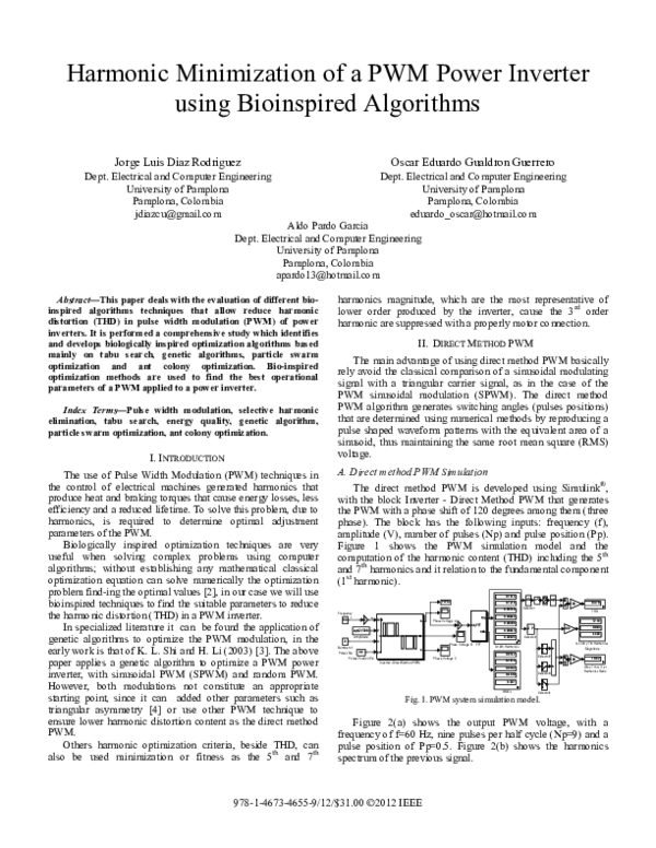 (PDF) Harmonic minimization of a PWM power inverter using bioinspired algorithms | Jorge Luis ...