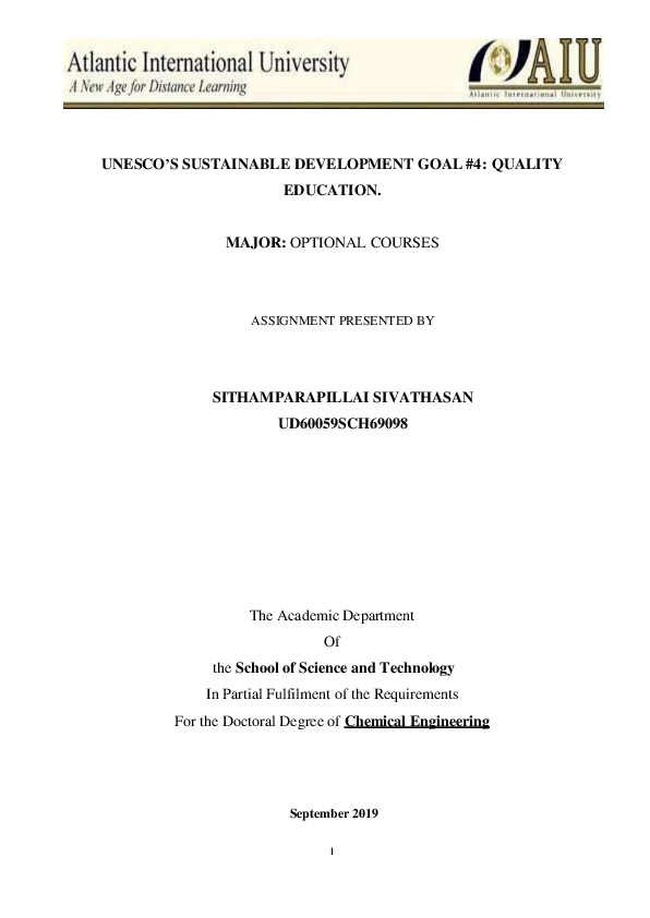 (PDF) UNESCO'S SUSTAINABLE DEVELOPMENT GOAL #4: QUALITY EDUCATION ...