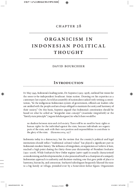 (PDF) Organicism in Indonesian Political Thought