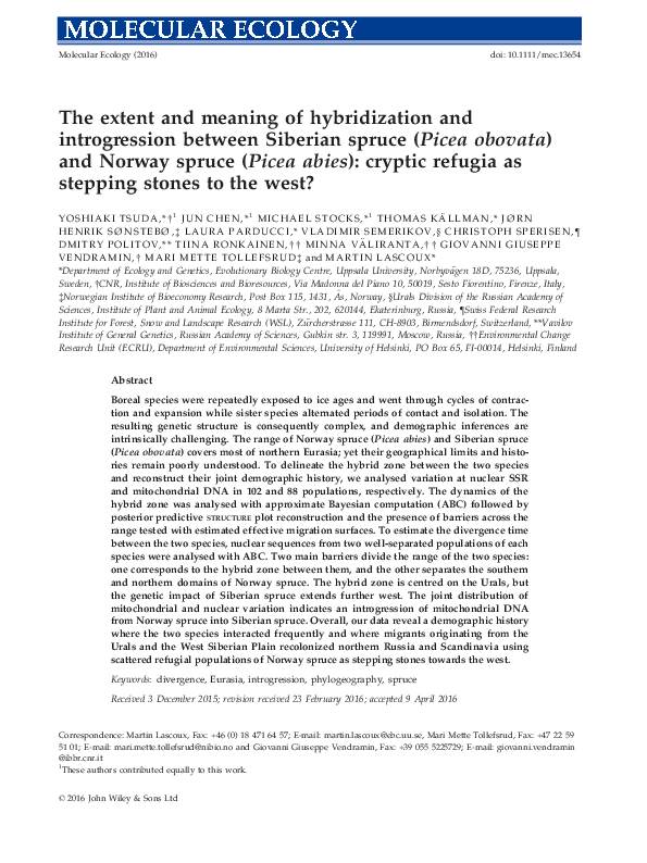 (PDF) The extent and meaning of hybridization and introgression between ...