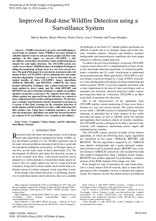 Pdf Improved Real Time Wildfire Detection Using A Surveillance System