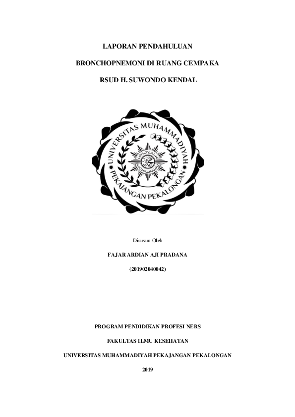 (DOC) LAPORAN PENDAHULUAN BRONCHOPNEMONI (BRPN)