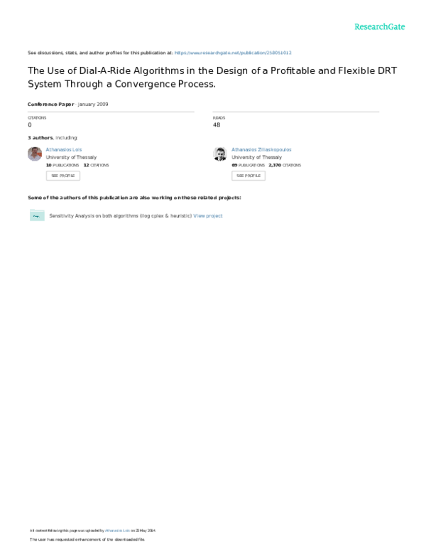 (PDF) The Use of Dial-A-Ride Algorithms in the Design of a Profitable ...