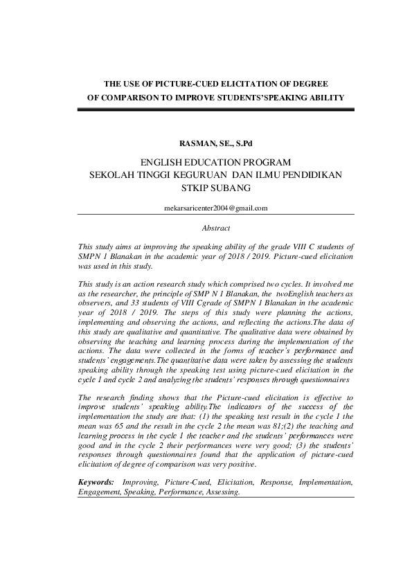 (DOC) THE USE OF PICTURE-CUED ELICITATION OF DEGREE OF COMPARISON TO ...