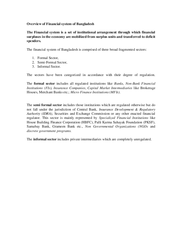 (PDF) Overview of Financial system of Bangladesh