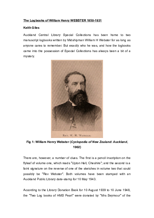 (DOC) The Logbooks of William Henry WEBSTER 1850-1931