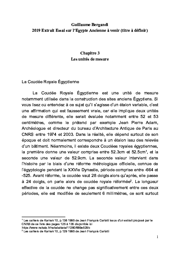 (PDF) Extrait Essai Guillaume Bergandi Chapitre 3 La Coudée Royale ...