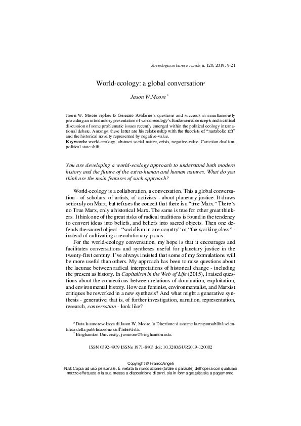 (PDF) World-Ecology: A Global Conversation (interview with Jason W. Moore)