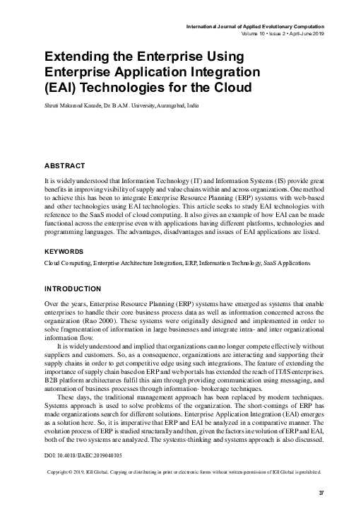 (PDF) Extending the Enterprise Using Enterprise Application Integration (EAI) Technologies for ...