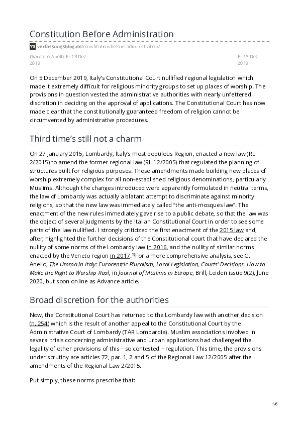 (PDF) 2019 Constitution Before Administration: The Latest Decision of ...