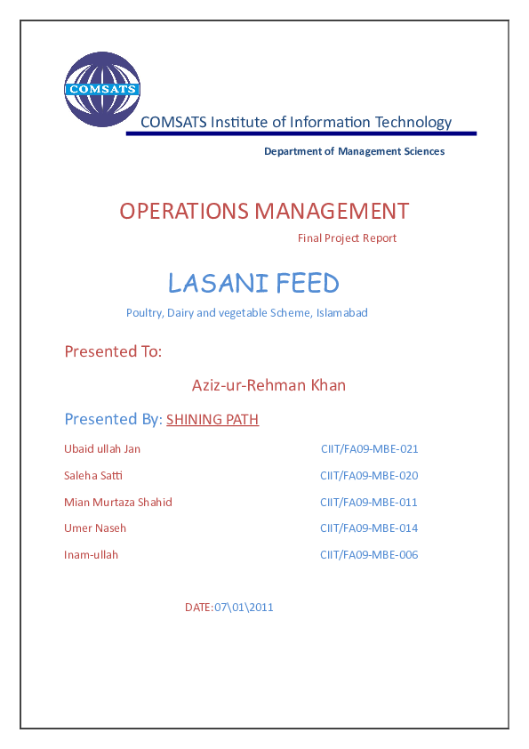 (DOC) Operation Management Final Project Report