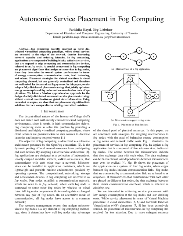 (PDF) Autonomic Service Placement in Fog Computing