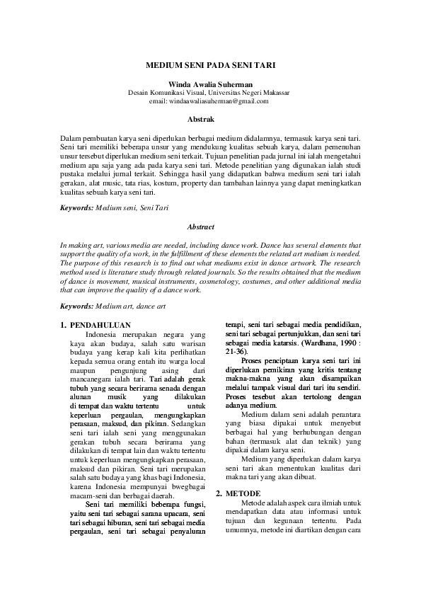 (PDF) MEDIUM SENI PADA SENI TARI
