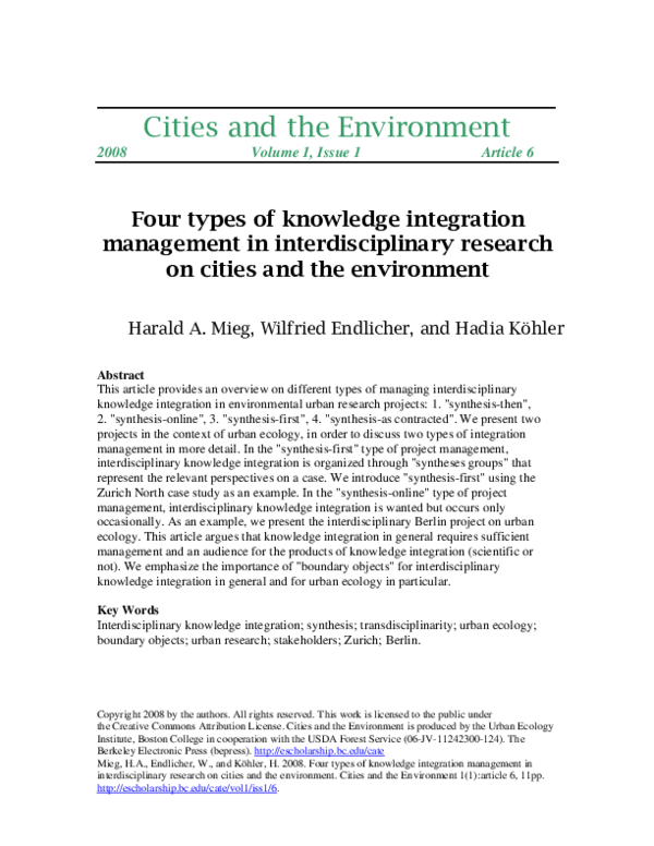 (PDF) Four types of knowledge integration management in ...