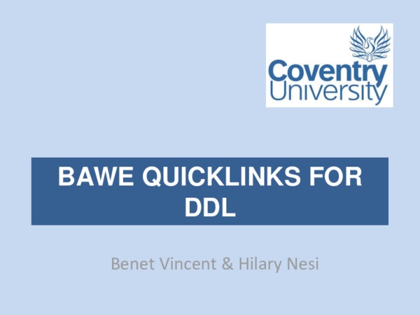 (PPT) BAWE Quicklinks for DDL