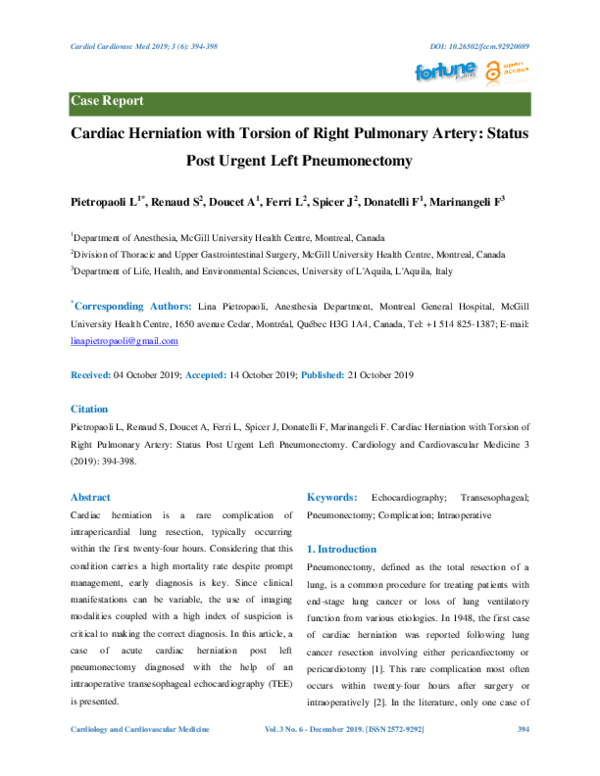 (PDF) Cardiac herniation with torsion of right pulmonary artery status ...