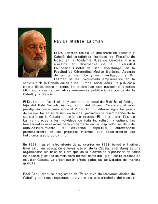(PDF) Rav Dr. Michael Laitman