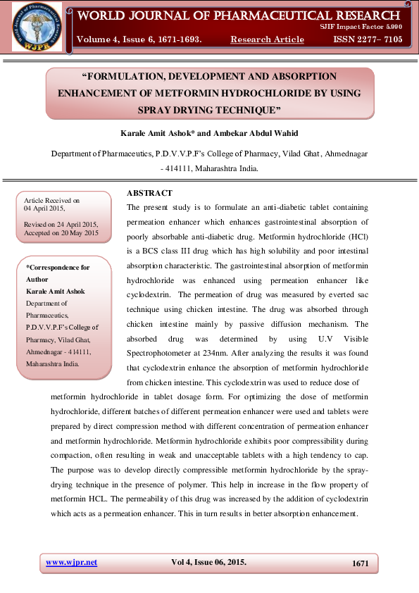 Pdf Formulation Development And Absorption Enhancement Of