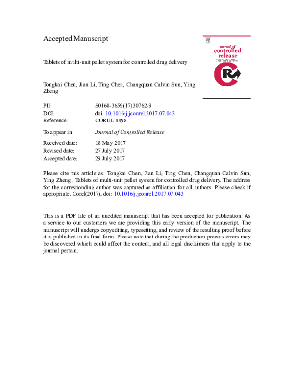 (PDF) Accepted Manuscript Tablets of multi-unit pellet system for ...