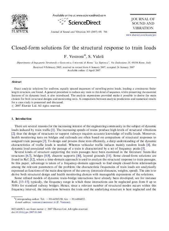 (PDF) Closed-form solutions for the structural response to train loads