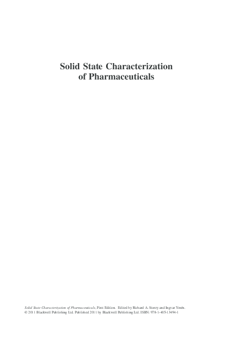 (PDF) Solid State Characterization of Pharmaceuticals