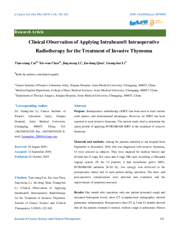 (PDF) Clinical Observation of Applying Intrabeam® Intraoperative ...
