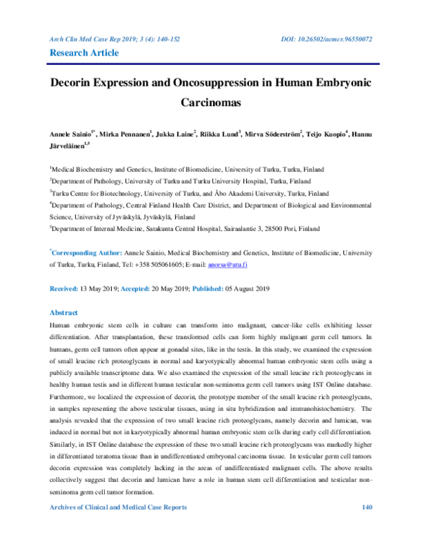 (PDF) Archives of Clinical and Medical Case Reports 140 Decorin ...