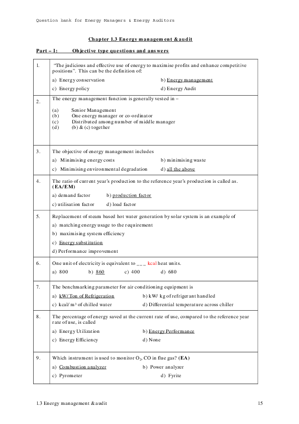 (PDF) Question bank for Energy Managers & Energy Auditors