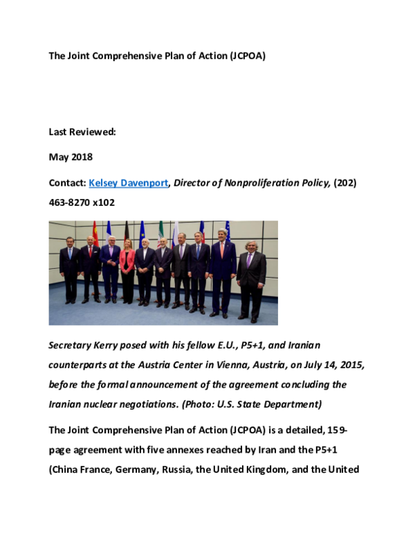 (DOC) The Joint Comprehensive Plan of Action (JCPOA