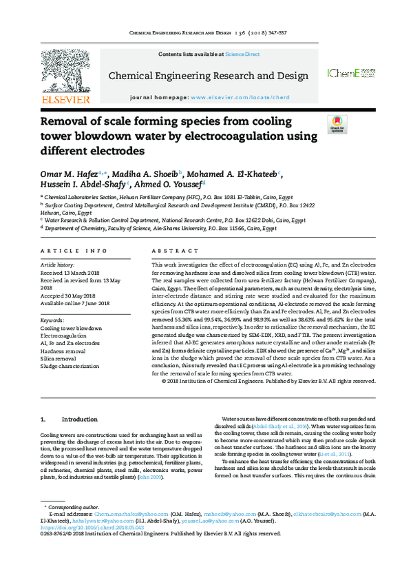 (PDF) Removal of Scale Forming Species from Cooling Tower Blowdown ...
