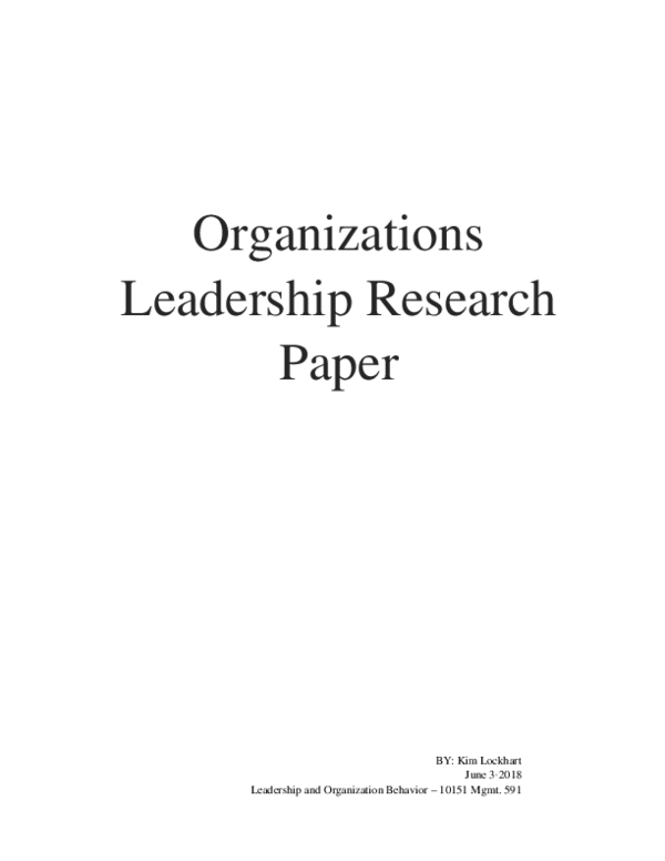 (DOC) Organizations Leadership Research Paper