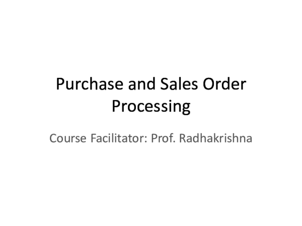 (PPT) Purchase and Sales Order Processing