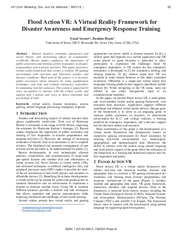 (PDF) Flood Action VR: A Virtual Reality Framework for Disaster Awareness and Emergency Response ...