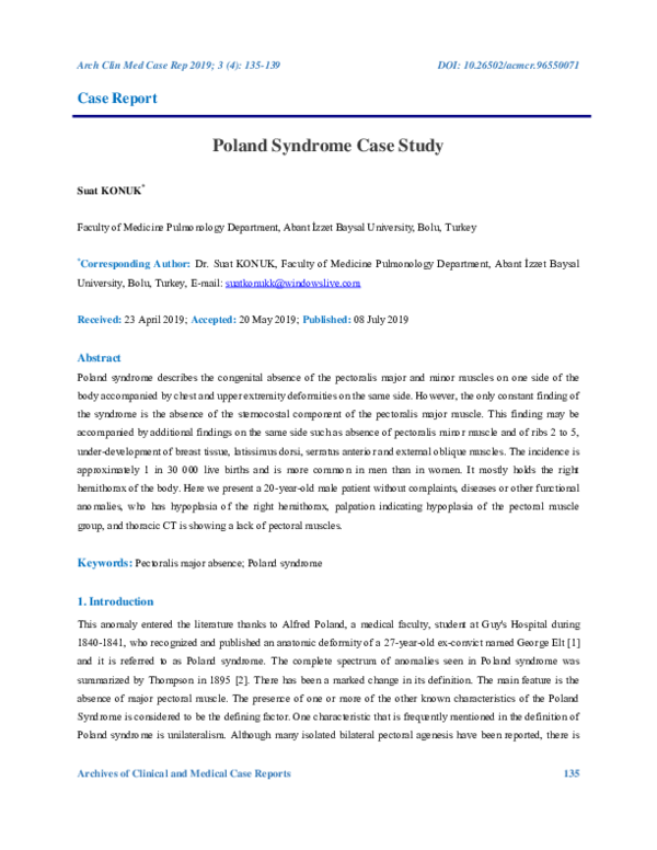 (PDF) Case Report Poland Syndrome Case Study