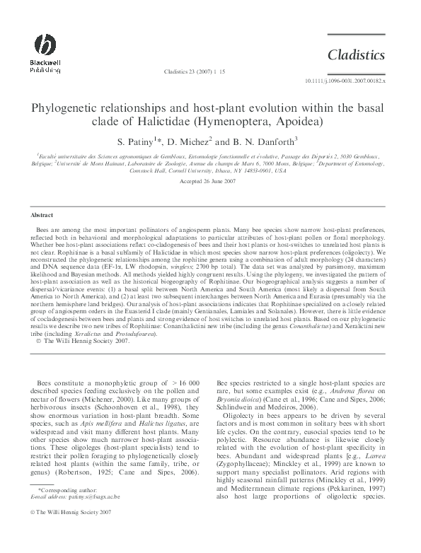 (PDF) Phylogenetic relationships and host-plant evolution within the ...