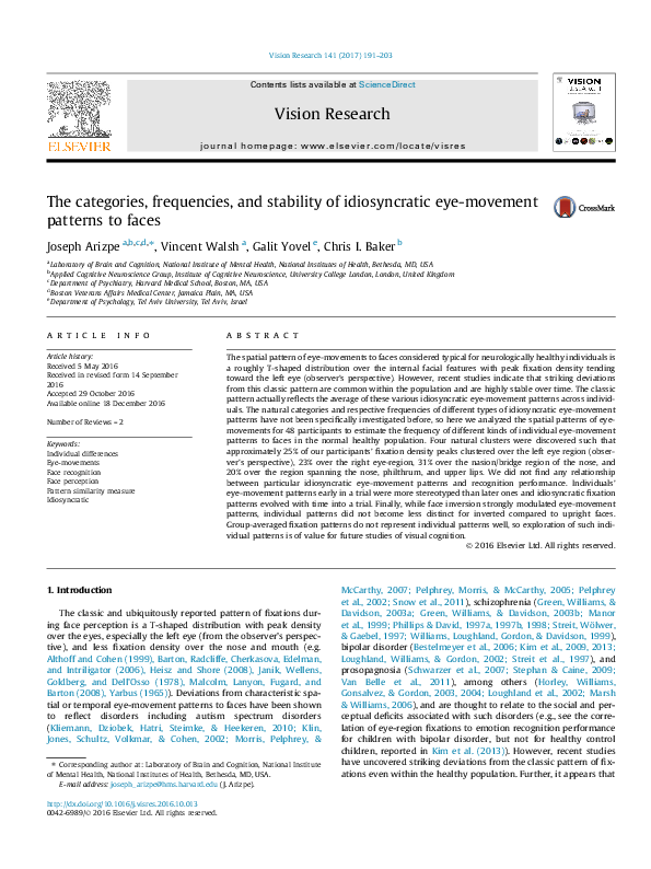 (PDF) The categories, frequencies, and stability of idiosyncratic eye ...