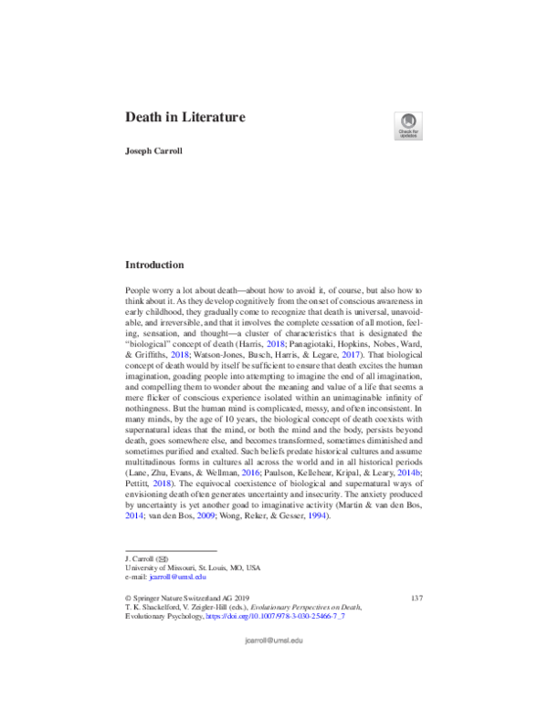 (PDF) Death in Literature | Joseph Carroll - Academia.edu