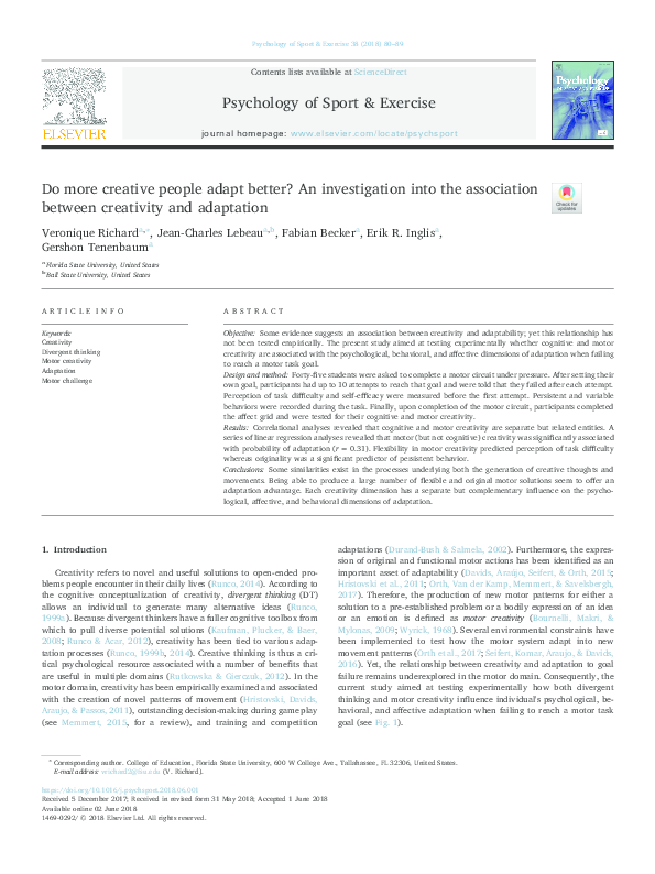 (PDF) Do more creative people adapt better? An investigation into the ...