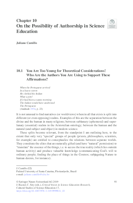 (PDF) On the Possibility of Authorship in Science Education