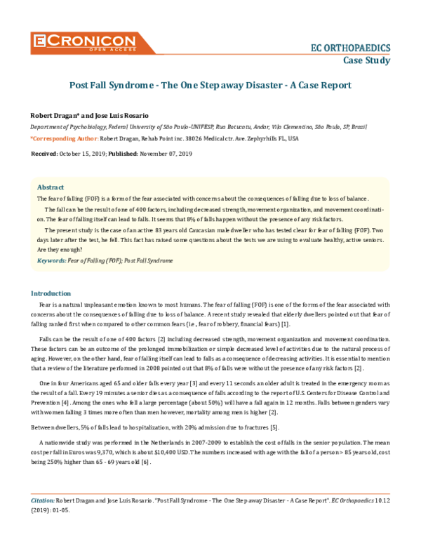 (PDF) EC ORTHOPAEDICS Case Study Post Fall Syndrome -The One Step away ...