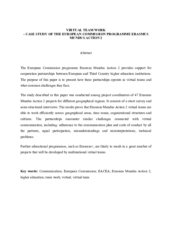 (PDF) VIRTUAL TEAM WORK - CASE STUDY OF THE EUROPEAN COMMISSION ...