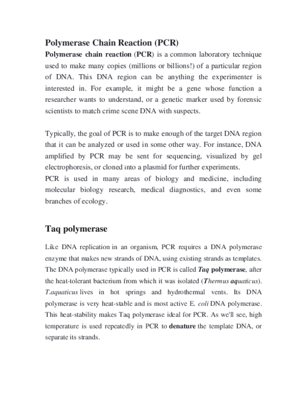 (PDF) Polymerase Chain Reaction (PCR
