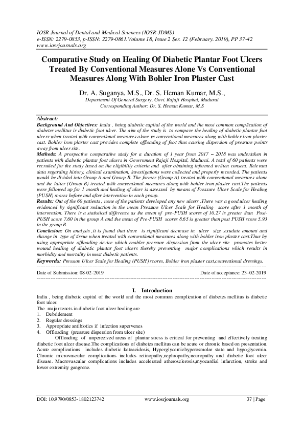 (PDF) Comparative Study on Healing Of Diabetic Plantar Foot Ulcers ...