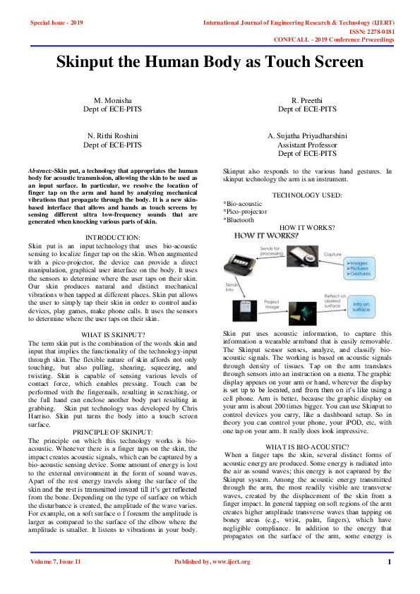(PDF) IJERT-Skinput the Human Body as Touch Screen | IJERT Journal - Academia.edu